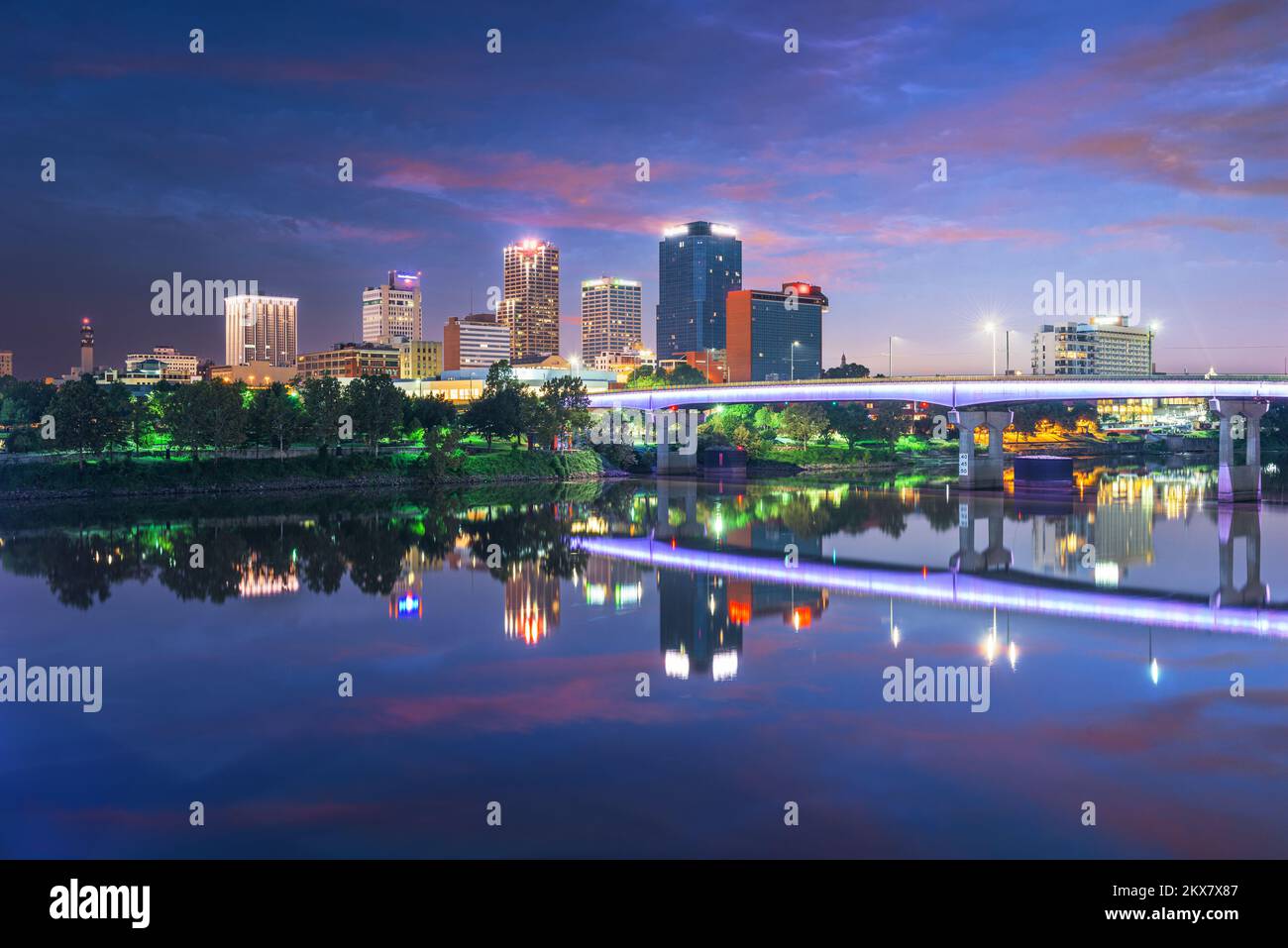 Little Rock, Arkansas, USA downtown skyline on the Arkansas River at ...