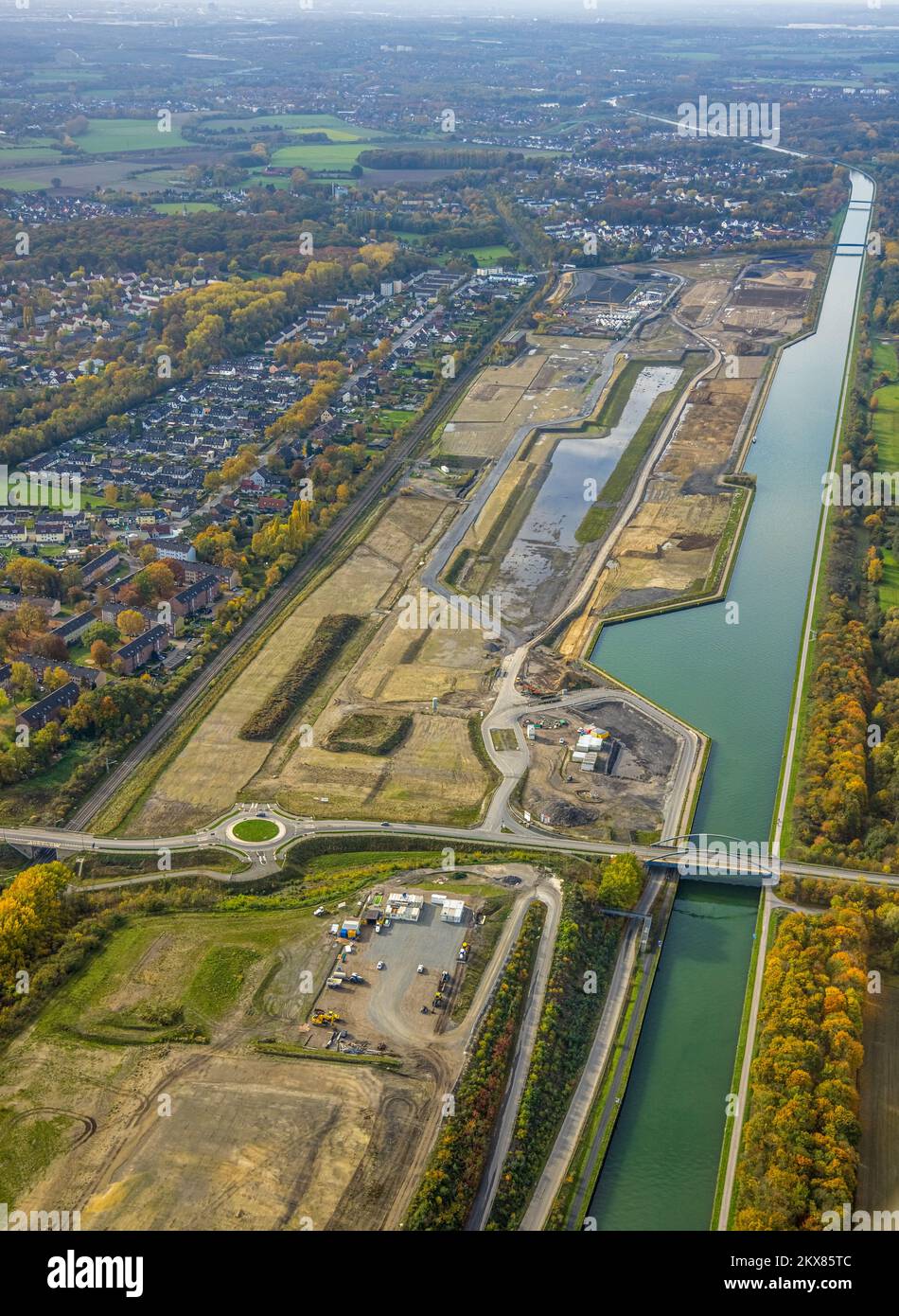 Aerial view, Wasserstadt Aden, construction area for planned urban ...