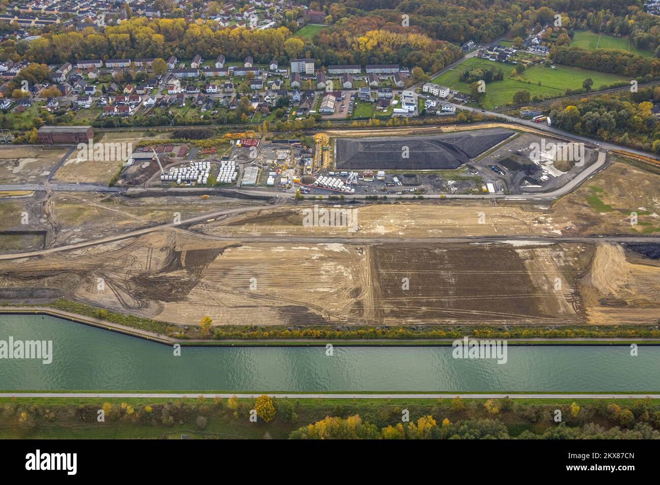 Aerial view, Wasserstadt Aden, construction area for planned urban ...