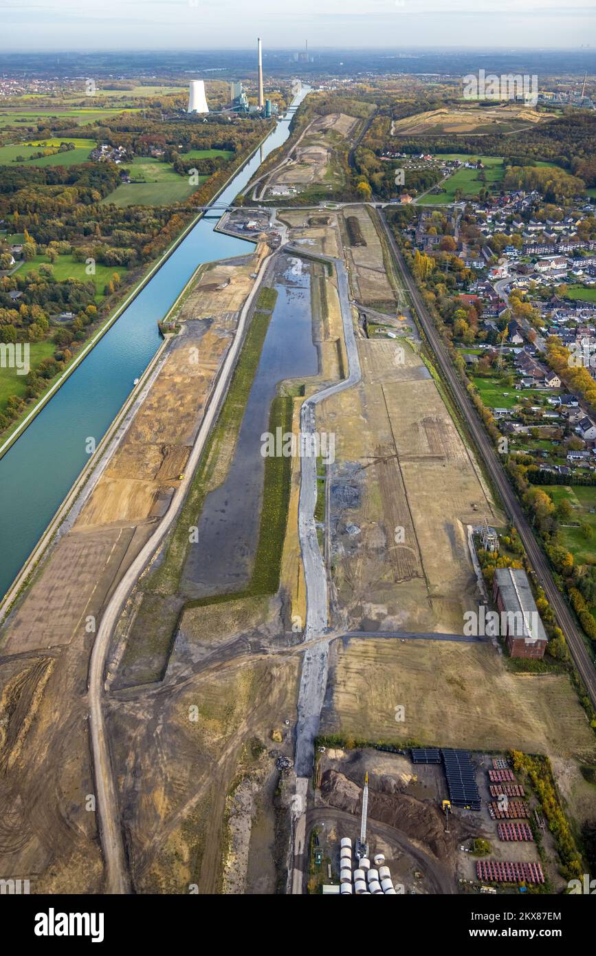 Aerial view, Wasserstadt Aden, construction area for planned urban ...