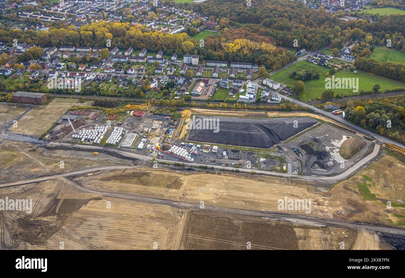 Aerial view, Wasserstadt Aden, construction area for planned urban ...