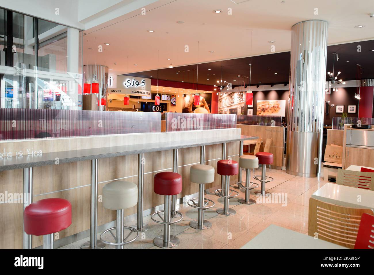 DUBAI, UAE - MARCH 10, 2015: BK restaurant interior. Burger King, often ...