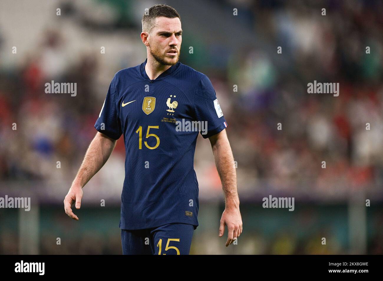 AL RAYYAN, QATAR - NOVEMBER 30: Jordan Veretout of France looks on ...