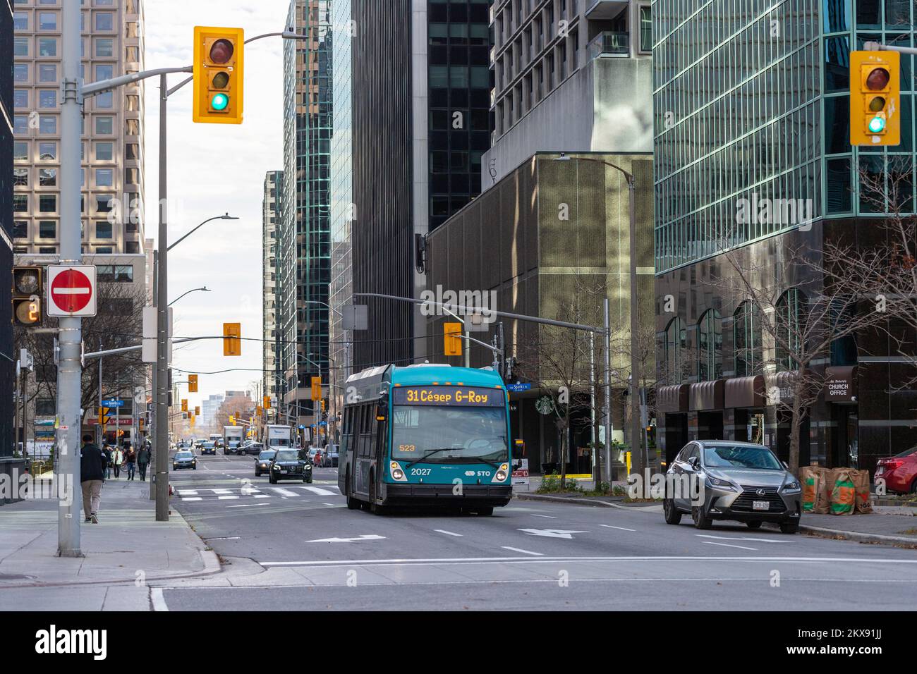 Ottawa, Canada - November 10, 2022: Public bus on road in downtown ...