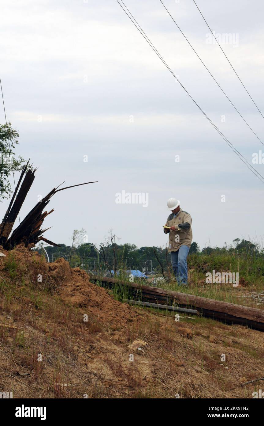 Utility Worker Assessing Damage in Yazoo MIssissippi. Mississippi ...