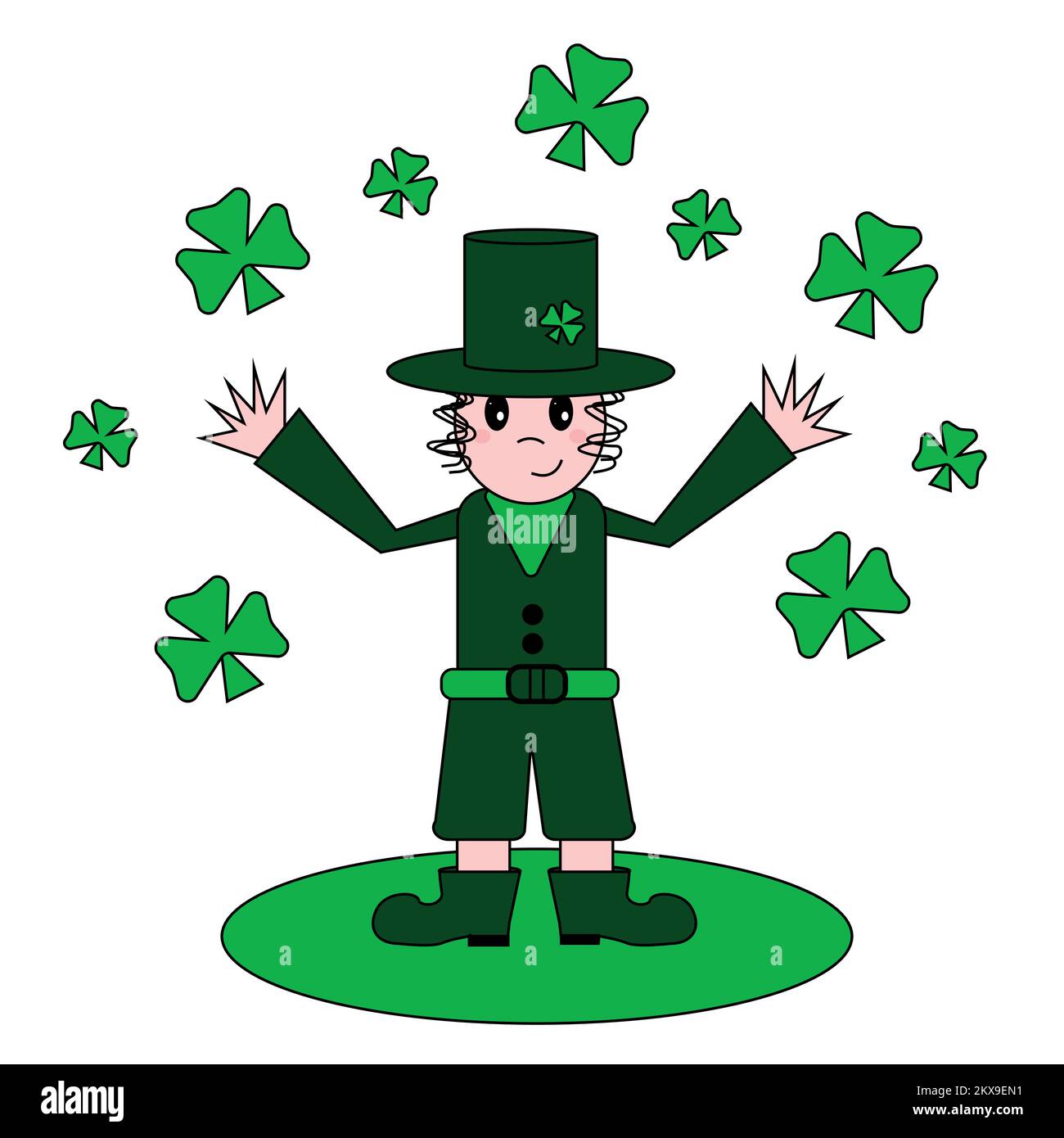 A man in a green suit with clover. St.Patrick 's Day. Vector ...