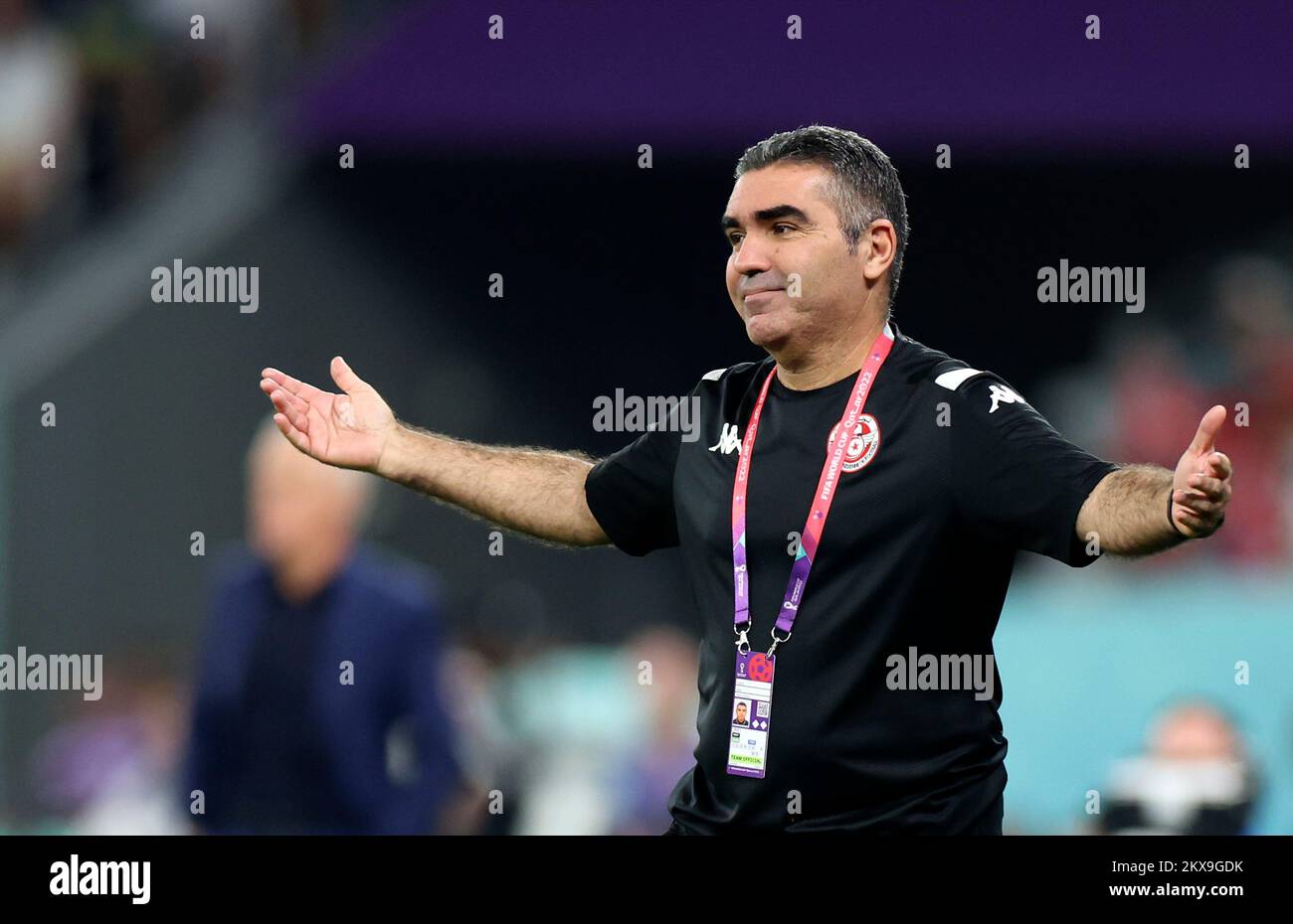 Al Rayyan, Qatar. 30th Nov, 2022. Jalel Kadri, head coach of Tunisia ...