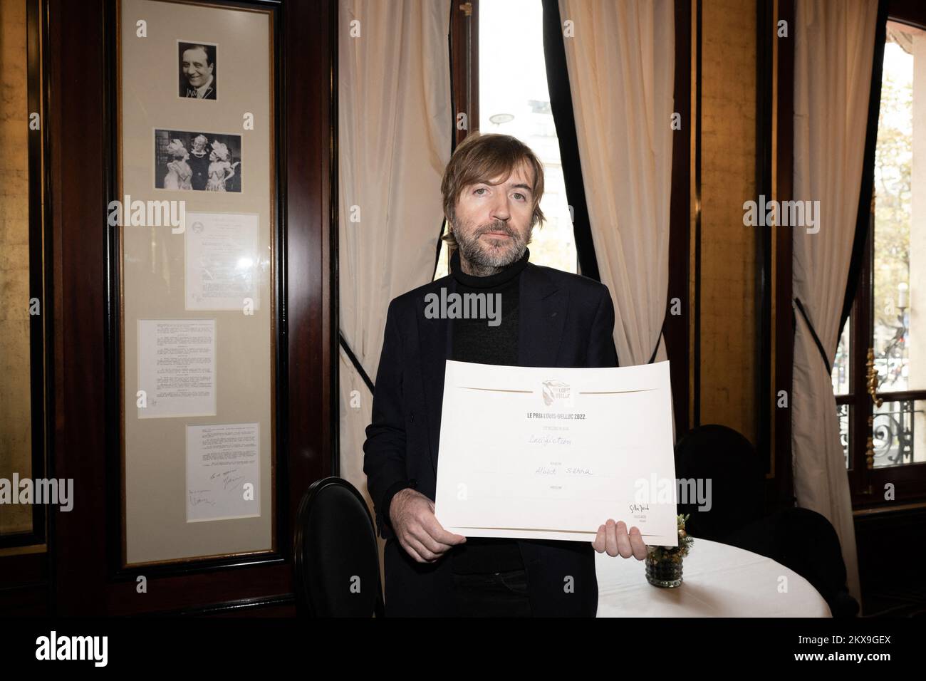 Albert Serra poses with the Prix Louis Delluc'2022 during the Award ...
