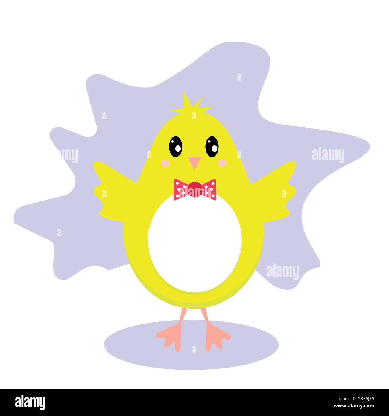 Funny cute chicken with a butterfly, in the shape of an egg. Easter ...