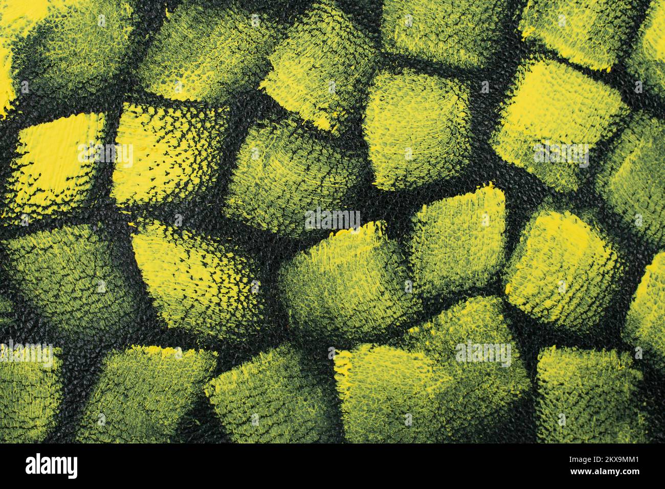 Seamless pattern with yellow paint on green leather texture, soft focus ...