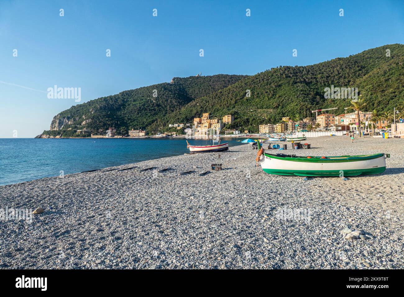 Noli, Italy - 07-07-2021: The characteristic fishermen's beach in Noli ...
