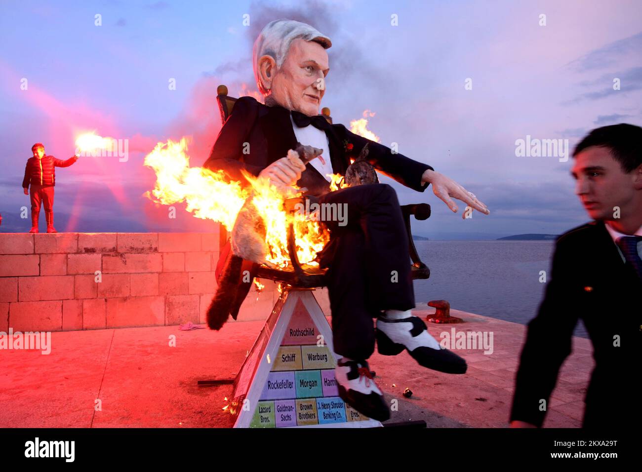 13.02.2018., Croatia, Kastel Stari - Ignition of kbrnja, which this ...