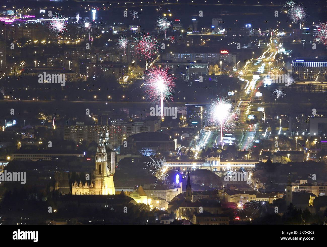 01.01.2018., Croatia, Zagreb - A look from Medvednica on New Year's ...