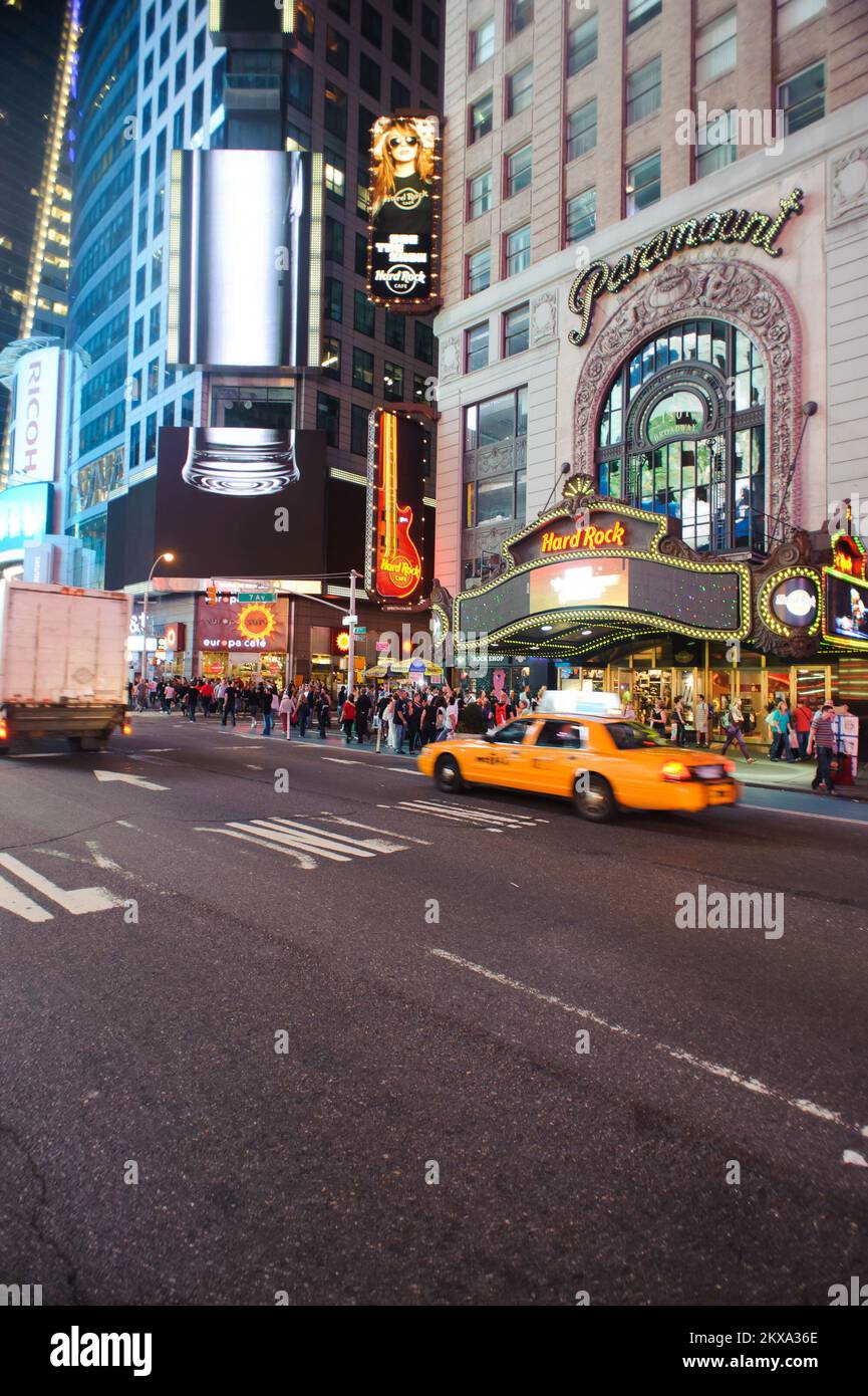 NEW YORK - SEPTEMBER 25, 2011: area around Times Square at night. Times ...
