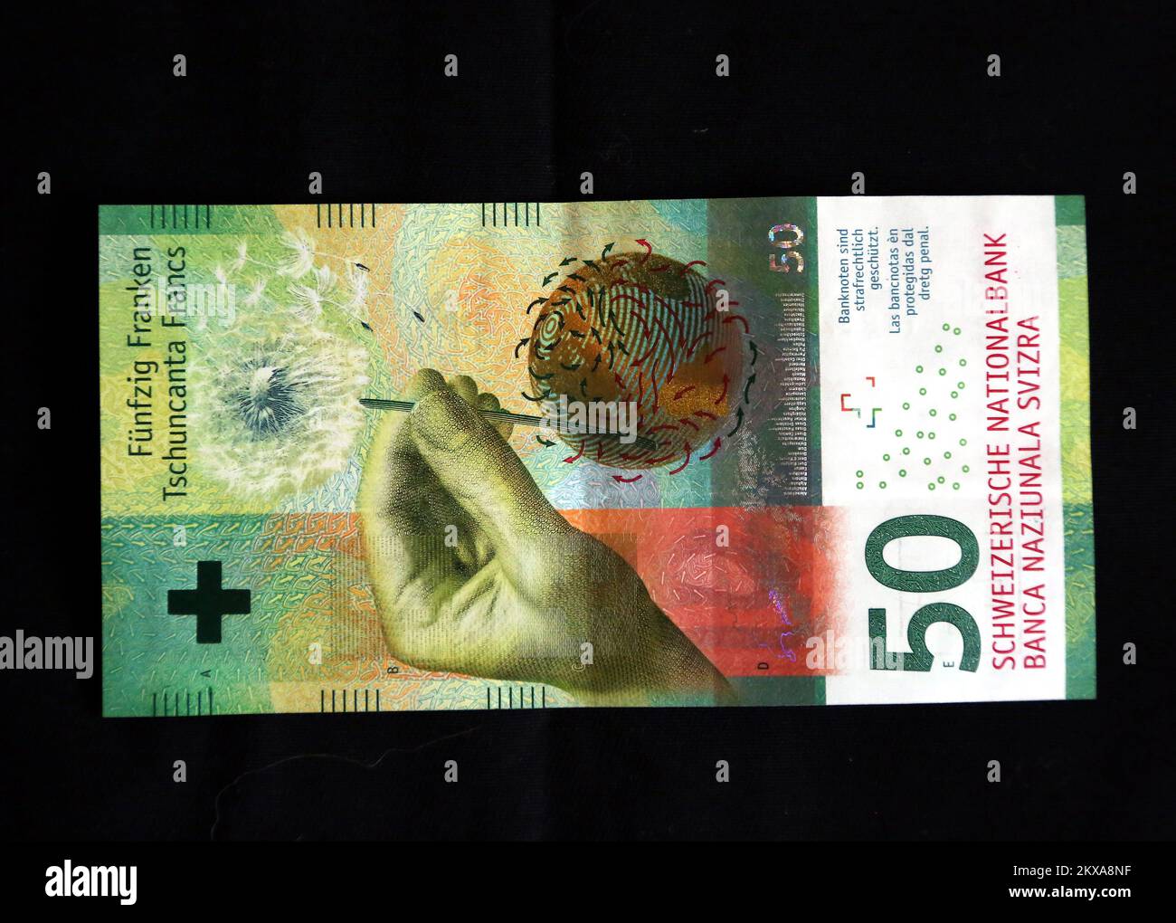 14.01.2019., Sibenik, Croatia - Swiss franc banknotes. 50-franc notes ...