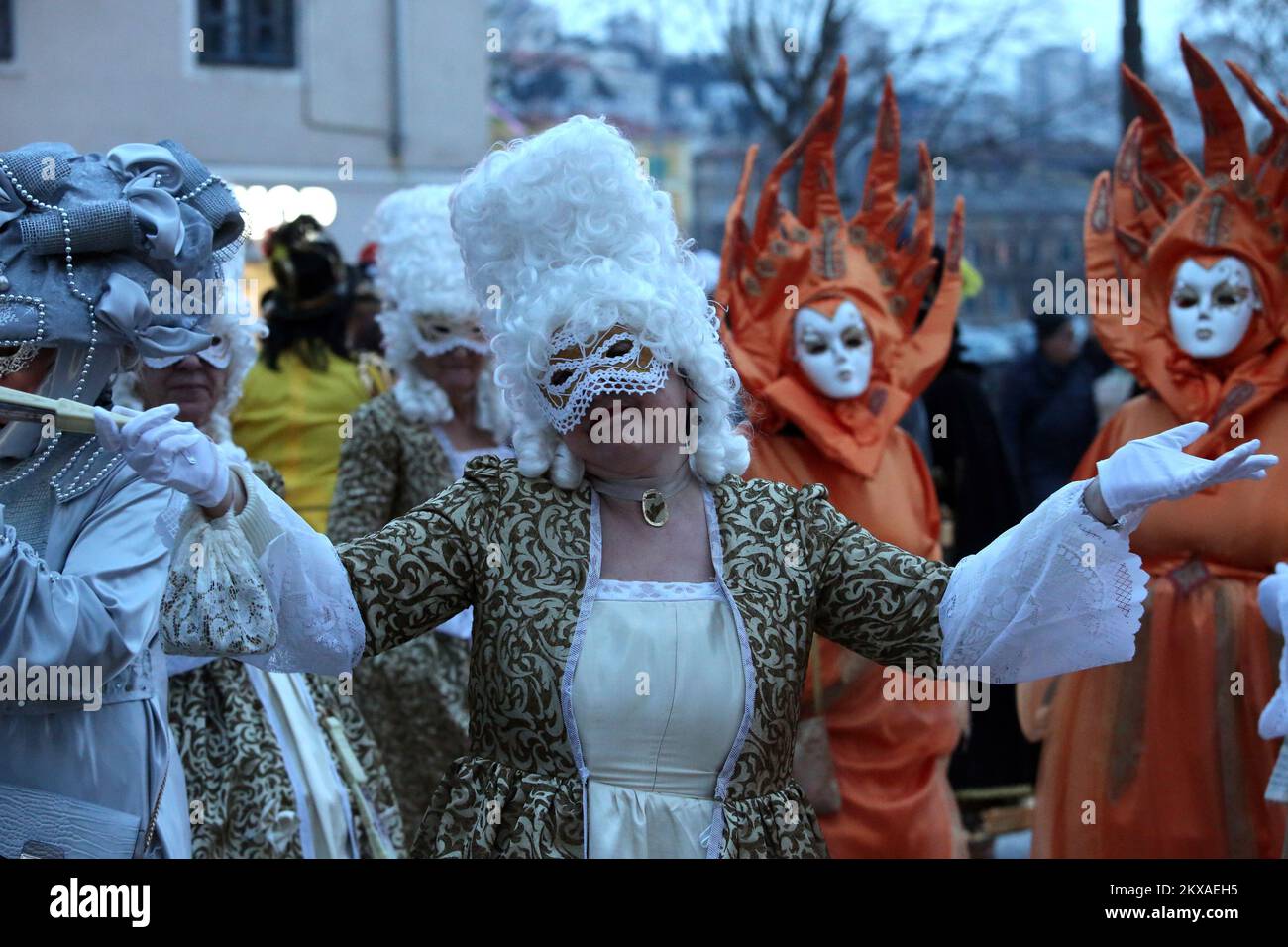 26.01.2019., Rijeka, Croatia - Carnival masks from island Pag walked ...