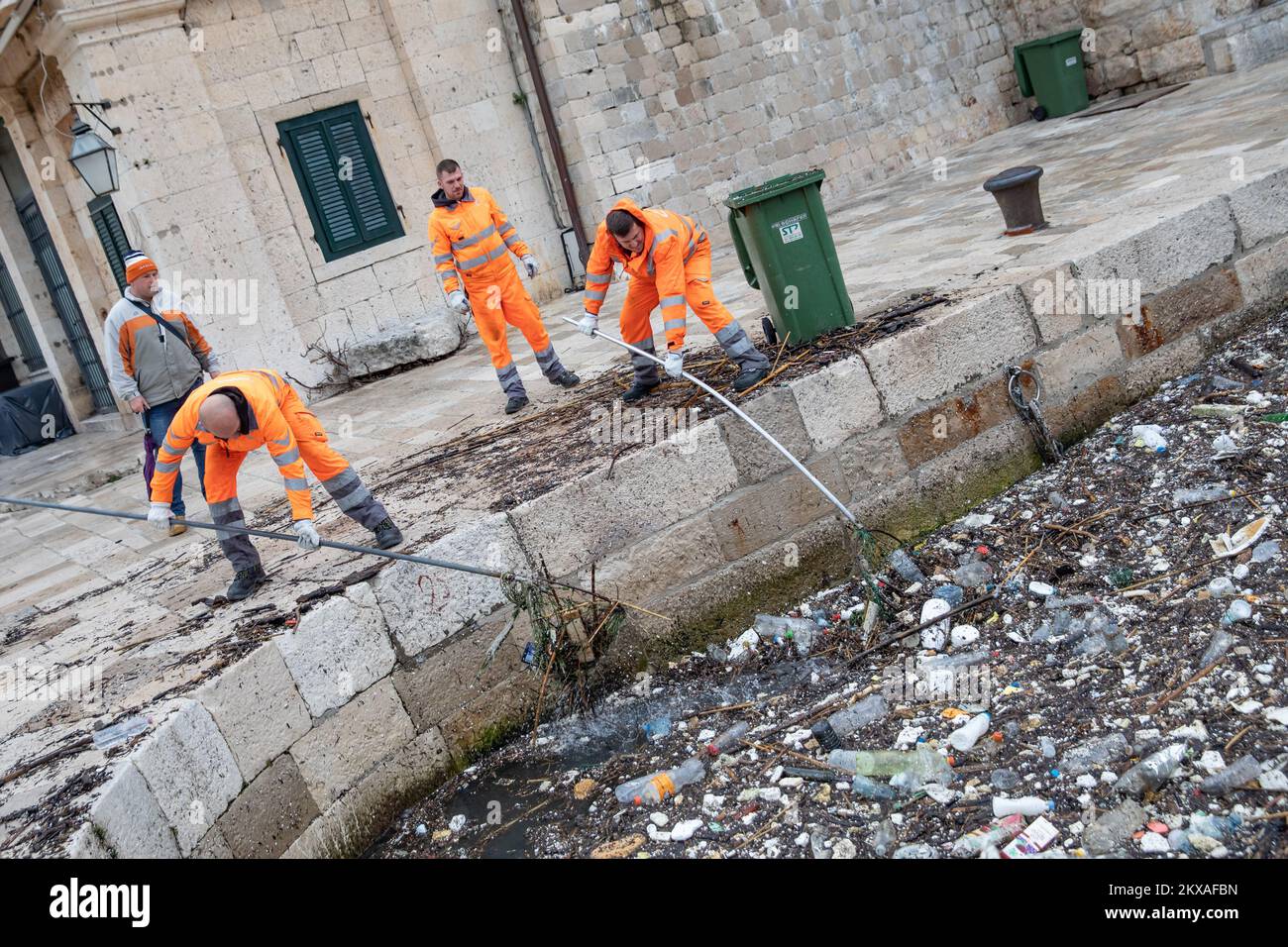 02.02.2019., Dubrovnik, Croatia - Garbage and plastic waste drifted ...