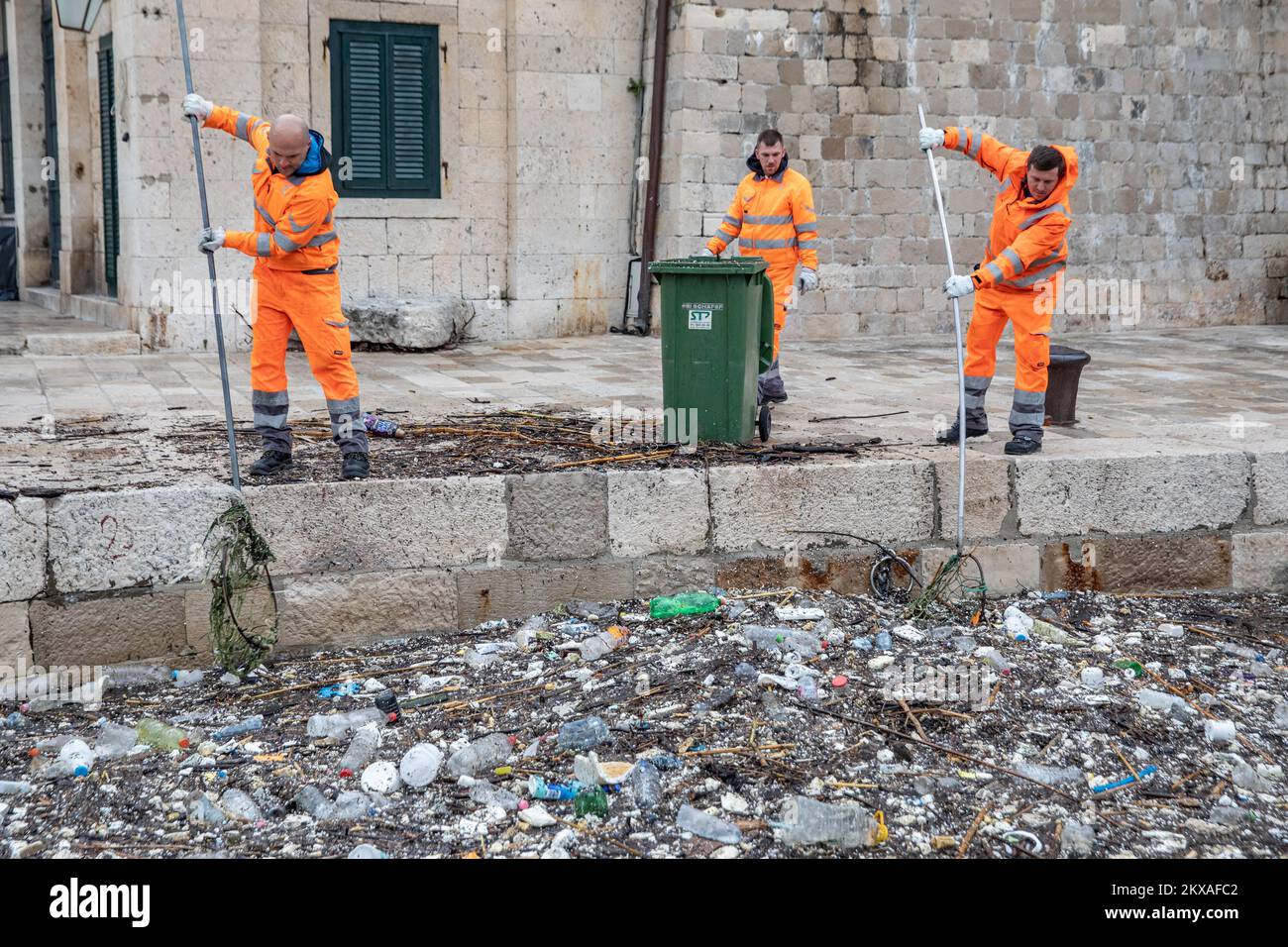 02.02.2019., Dubrovnik, Croatia - Garbage and plastic waste drifted ...