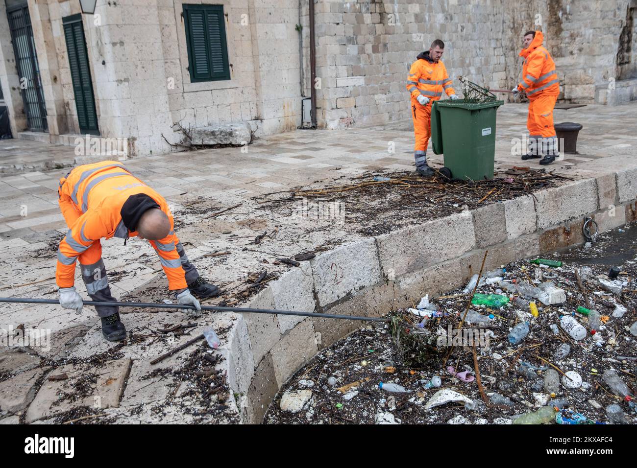 02.02.2019., Dubrovnik, Croatia - Garbage and plastic waste drifted ...