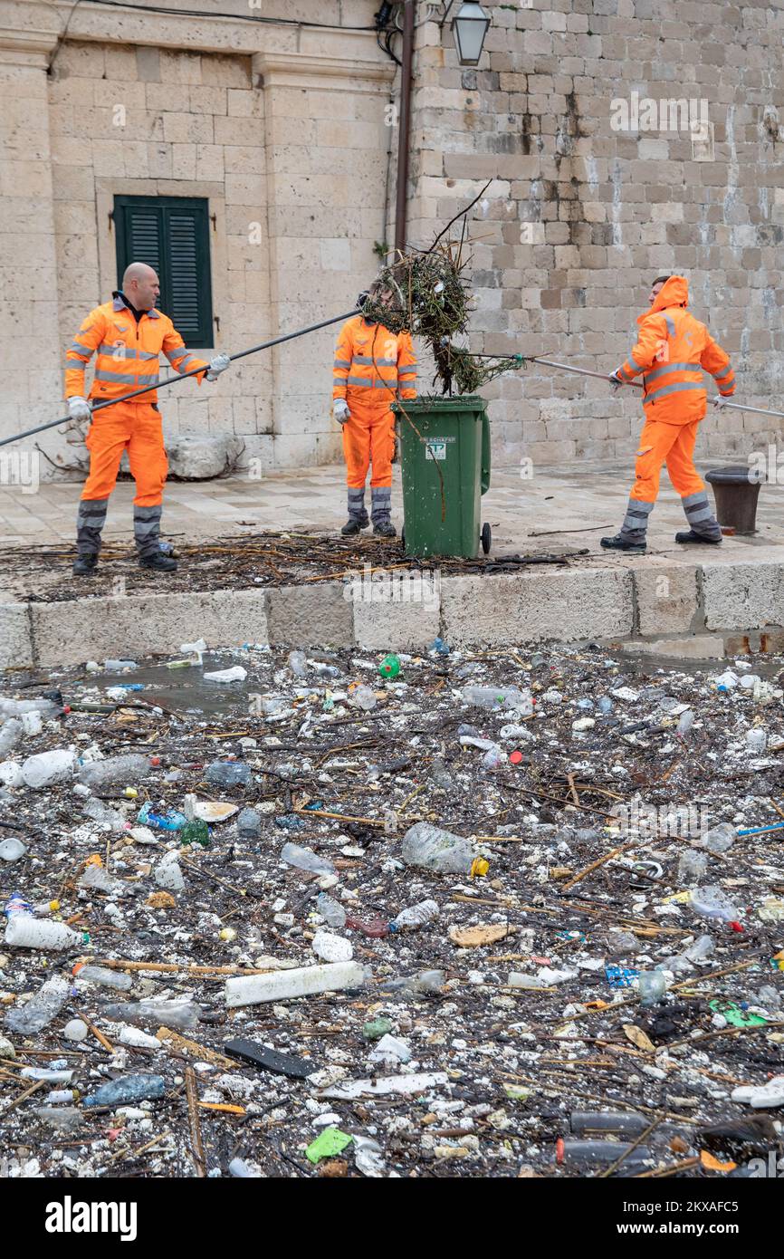 02.02.2019., Dubrovnik, Croatia - Garbage and plastic waste drifted ...