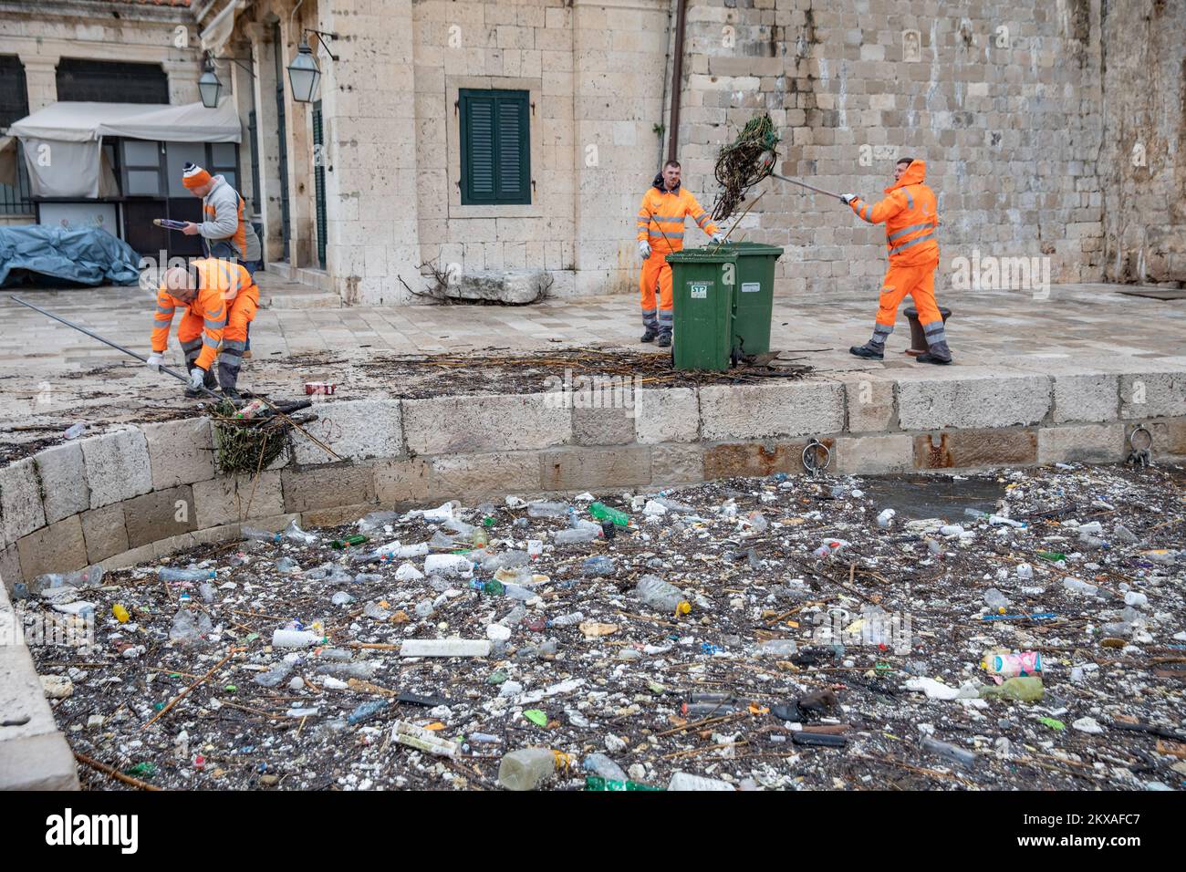 02.02.2019., Dubrovnik, Croatia - Garbage and plastic waste drifted ...