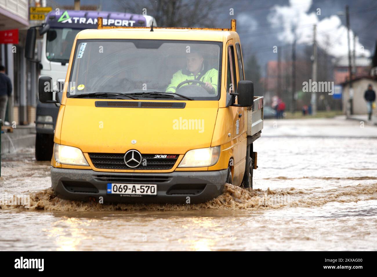 04.02.2019, Nemila, Bosnia and Herzegovina - Floodwater flows in the ...