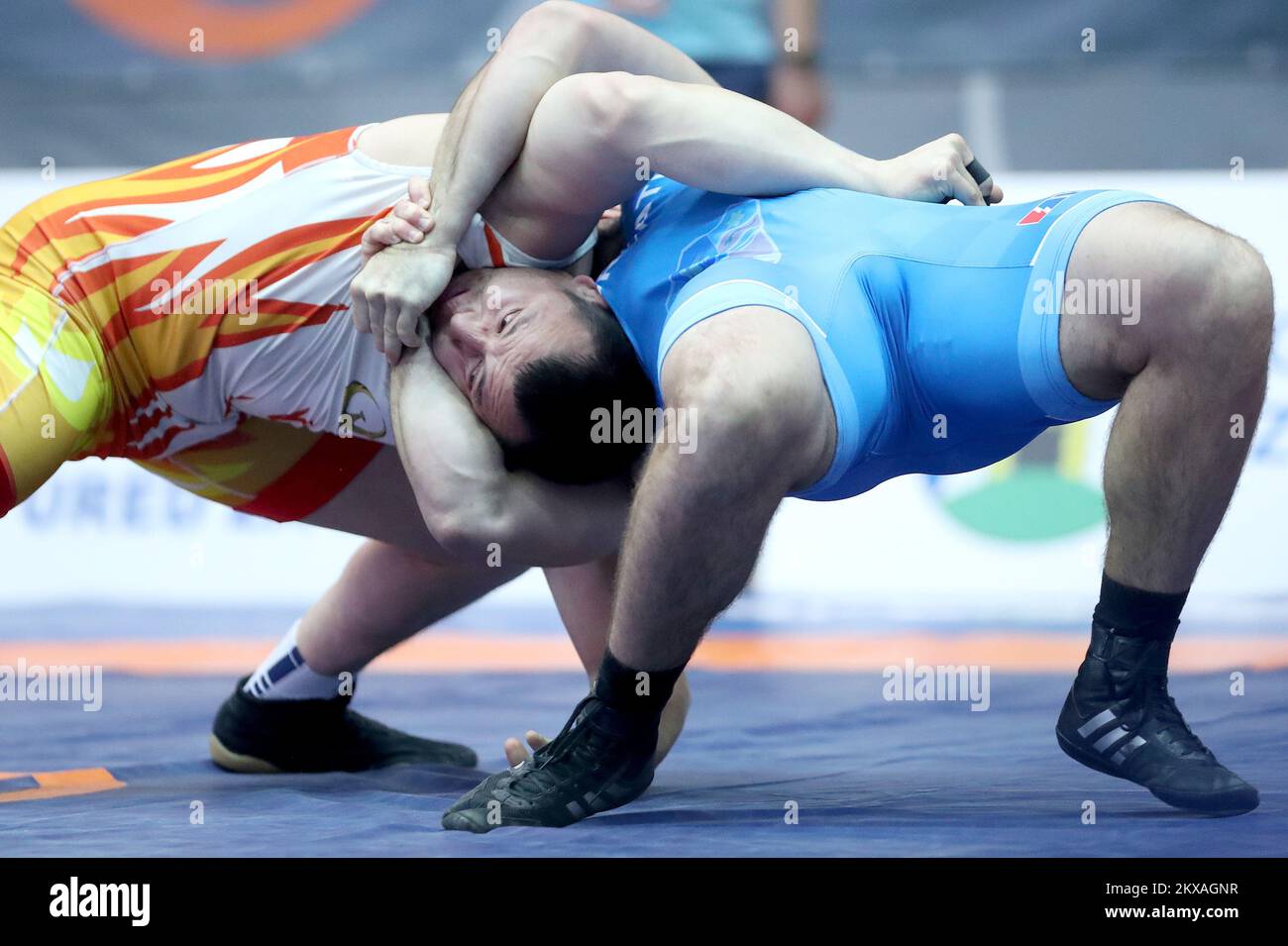 09.02.2019., Zagreb, Croatia - Ante Milkovic (BLUE) of Croatia competes ...