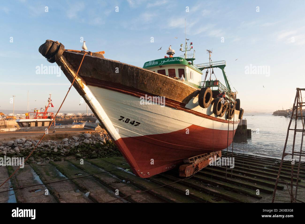 Fishing Boat - Dry Dock - Essaouira, Morocco Stock Photo - Alamy
