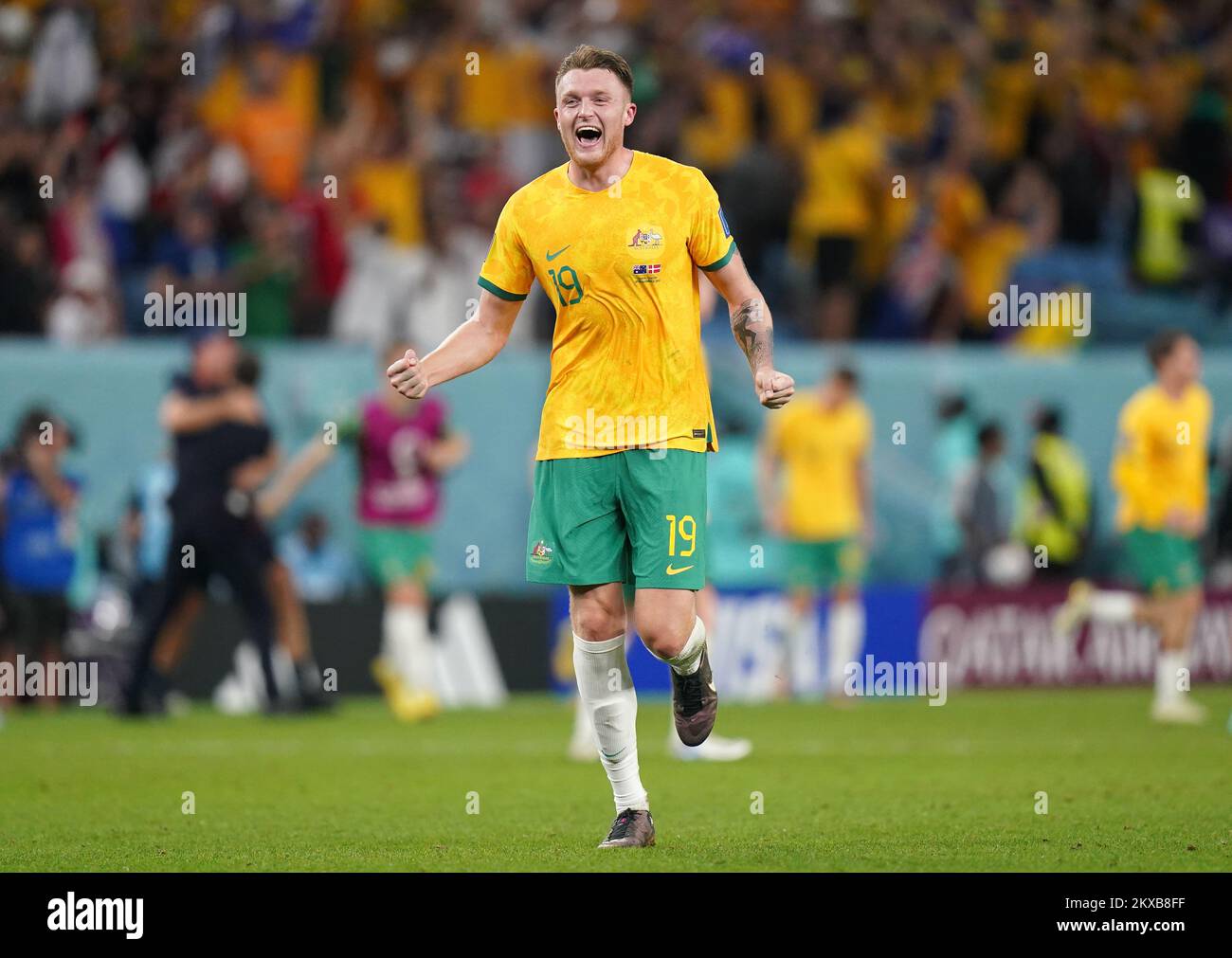 Australia's Harry Souttar celebrates advancement to the round of ...