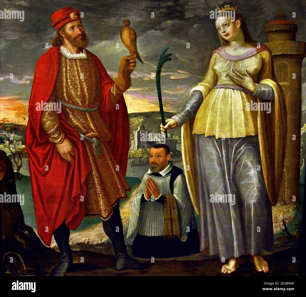 Saint Gorgon (?), Saint Barbara and a donor 1611 by BASSET Claude ...