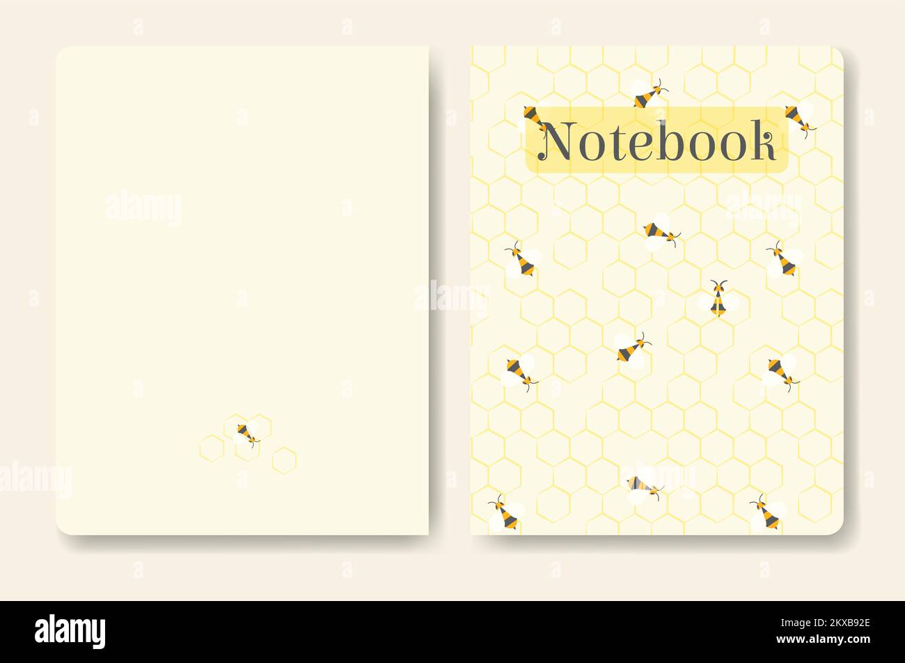 Honey comb and bee pastel colored template for notebook Stock Vector ...