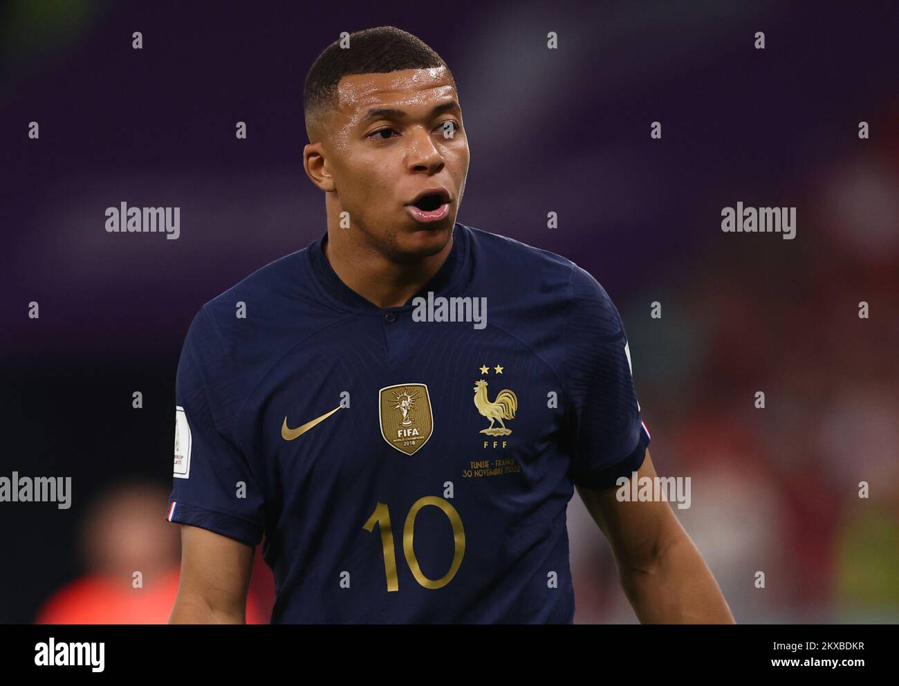 Ar Rayyan, Qatar, 30th November 2022. Kylan Mbappe of France during the ...