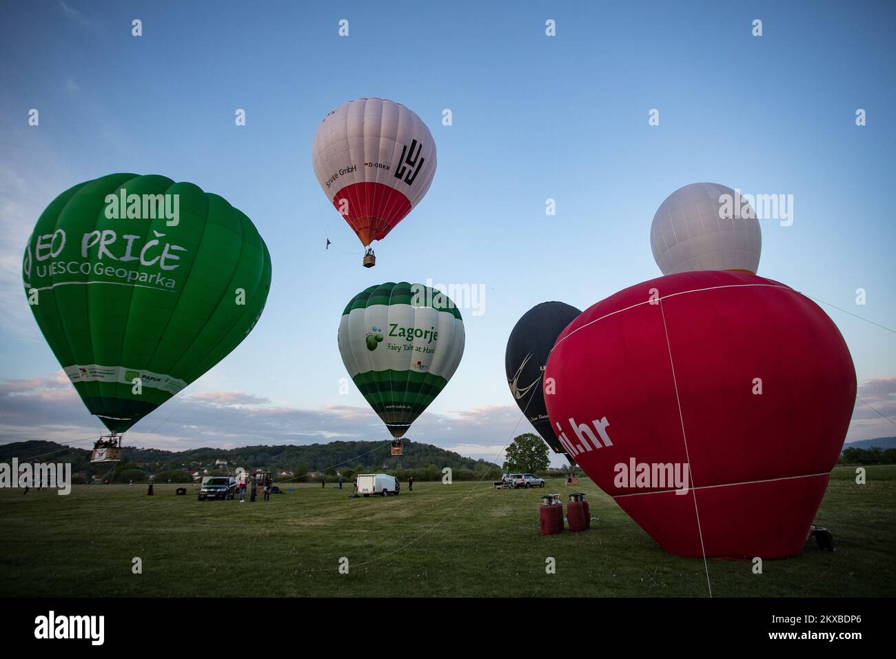 01.05.2019., Zabok, Croatia - Hot air balloons are seen during the ...