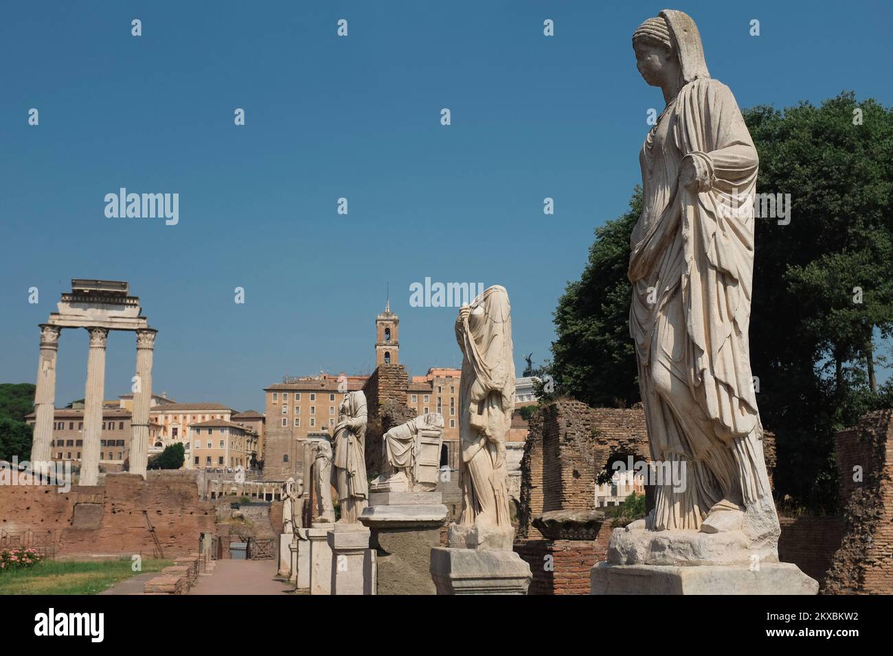 Rome, Italy - statues of Vestal Virgins at the House of the Vestals ...