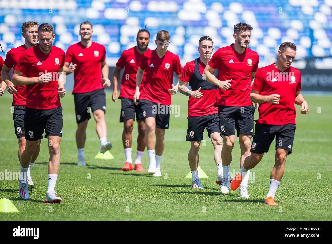 07.06.2019., Osijek - Players of Wales during training at stadium ...