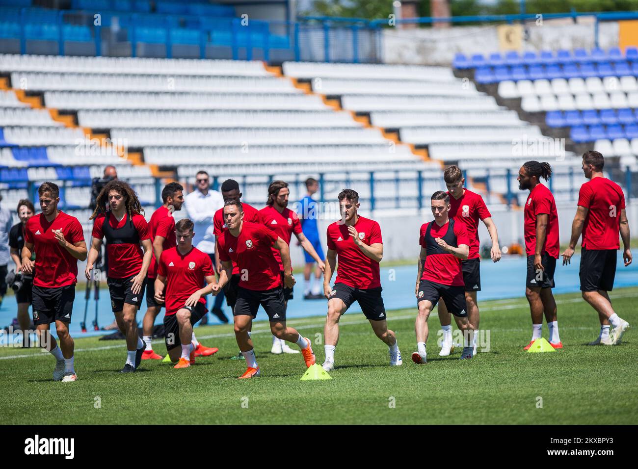 07.06.2019., Osijek - Players of Wales during training at stadium ...