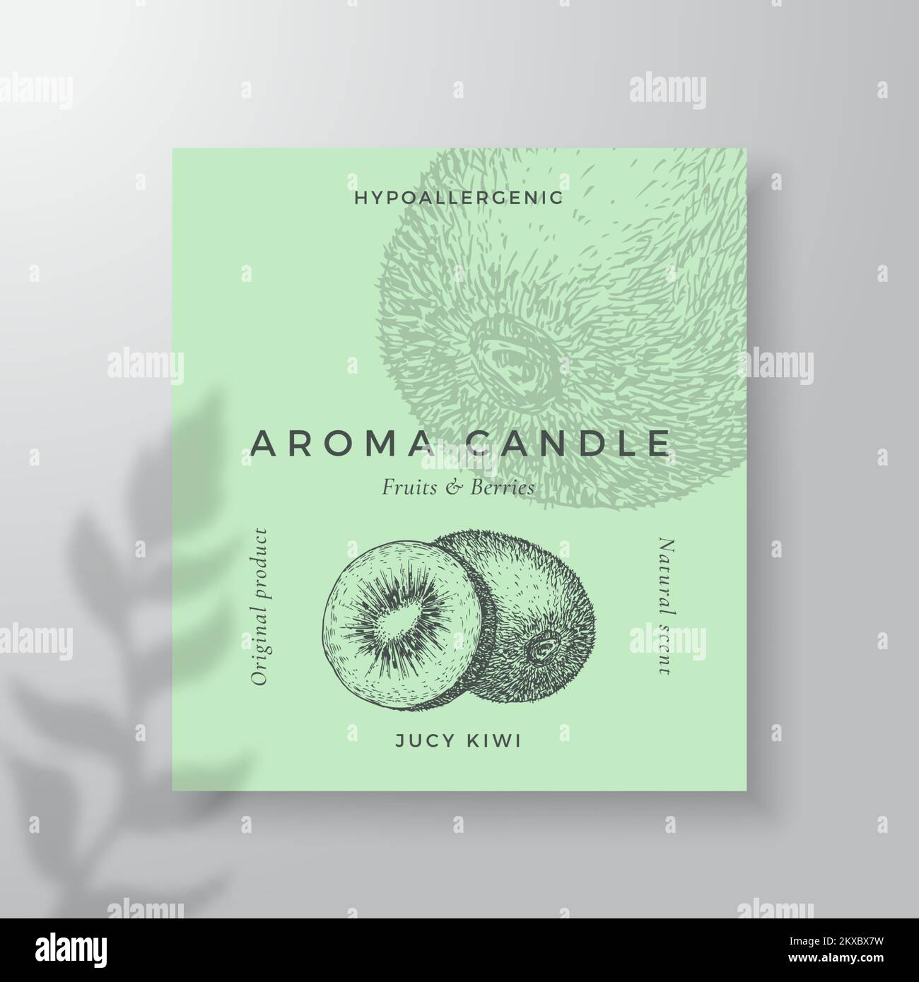 Aroma candle vector label template. Kiwi scent from local purveyors ...