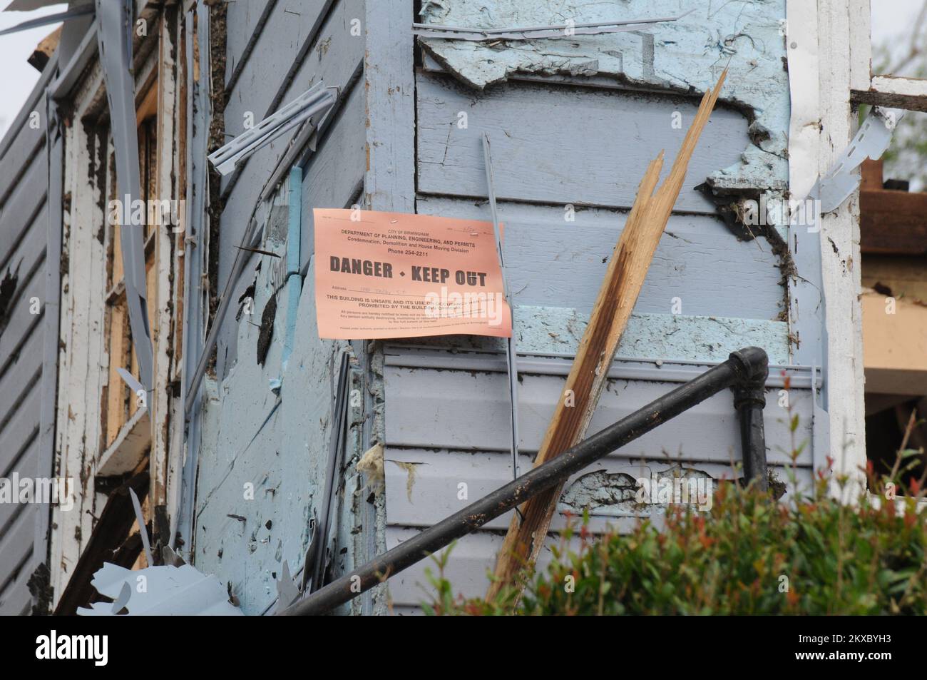 Condemnation Sign on Alabama Tornado Affectred Home. Alabama Severe ...