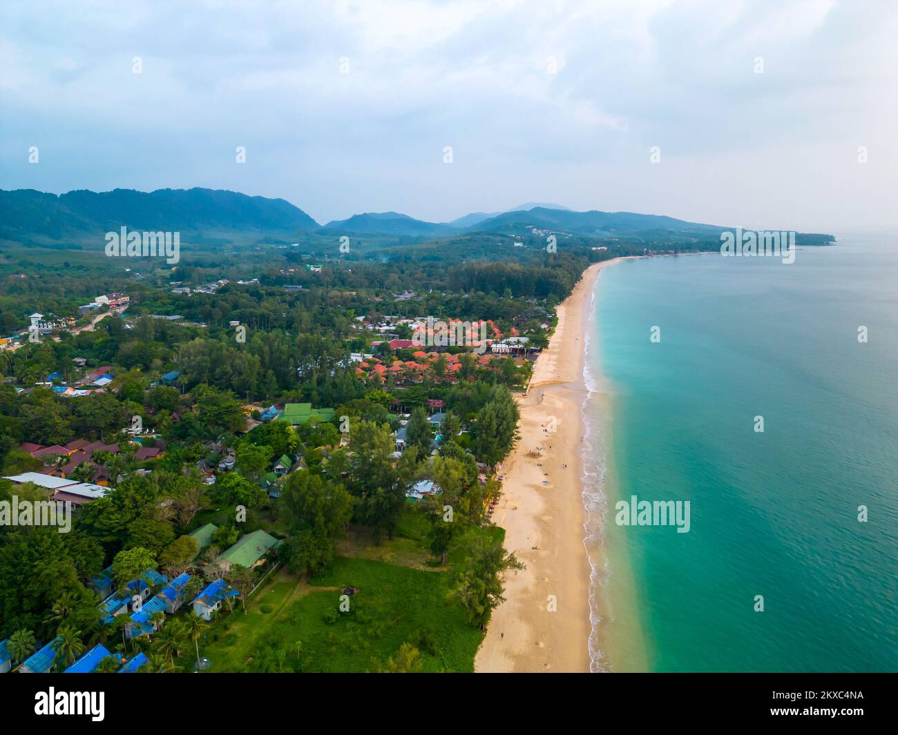 Aerial drone view of tropical beach at Ko Lanta island, Thailand ...
