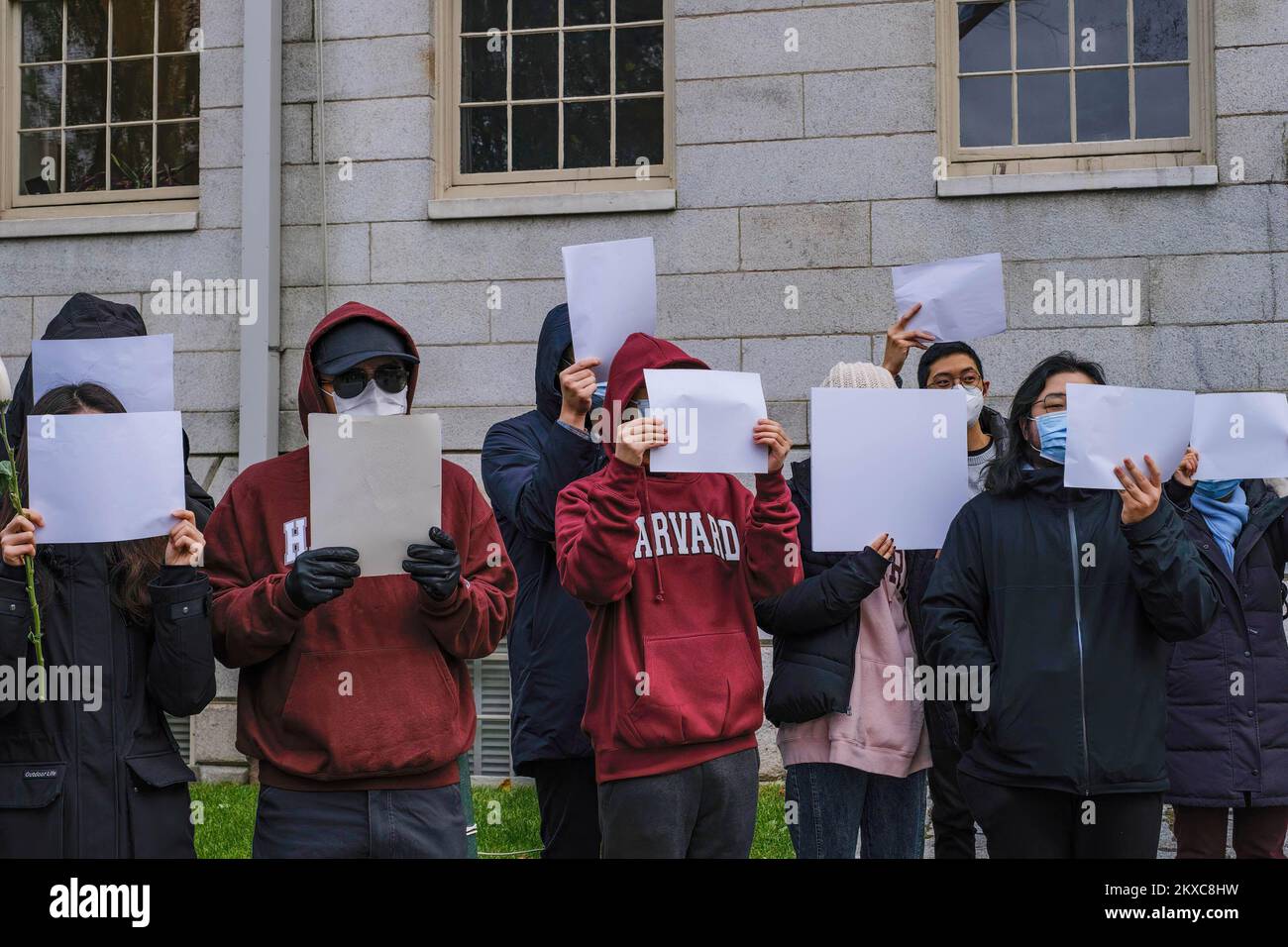 Protesters hold blank papers during a demonstration against China's ...