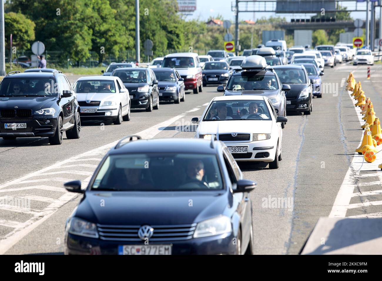 20.07.2019., Croatia, Zagreb, Lucko - Traffic jams at toll booths in ...