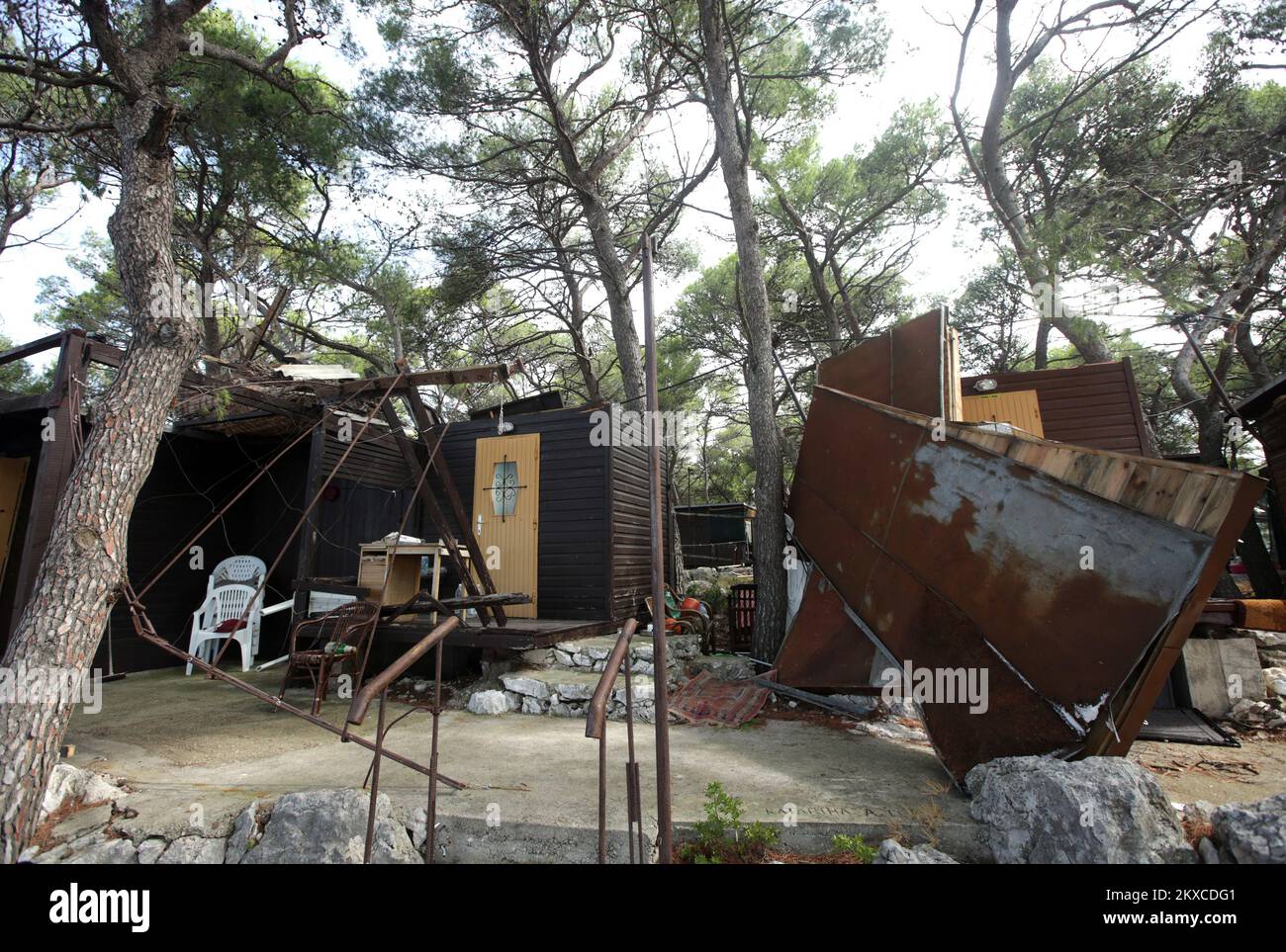 20.07.2019., Jadrija , Croatia - Damaged houses and ruined trees in ...