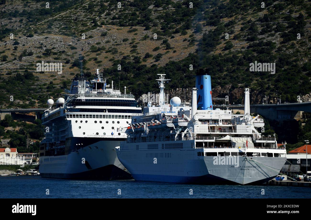 30.07.2019., Dubrovnik - Cruiser ships anchored at the Gruz harbor ...