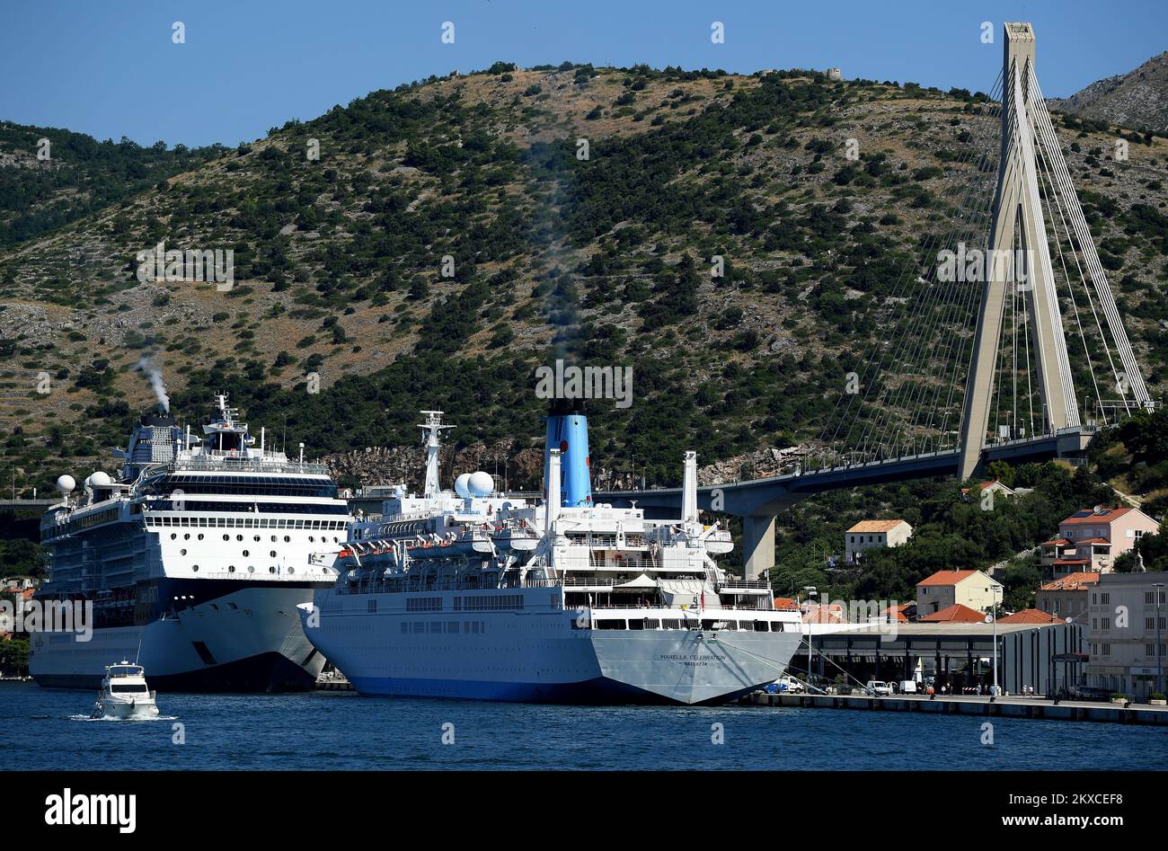 30.07.2019., Dubrovnik - Cruiser ships anchored at the Gruz harbor ...