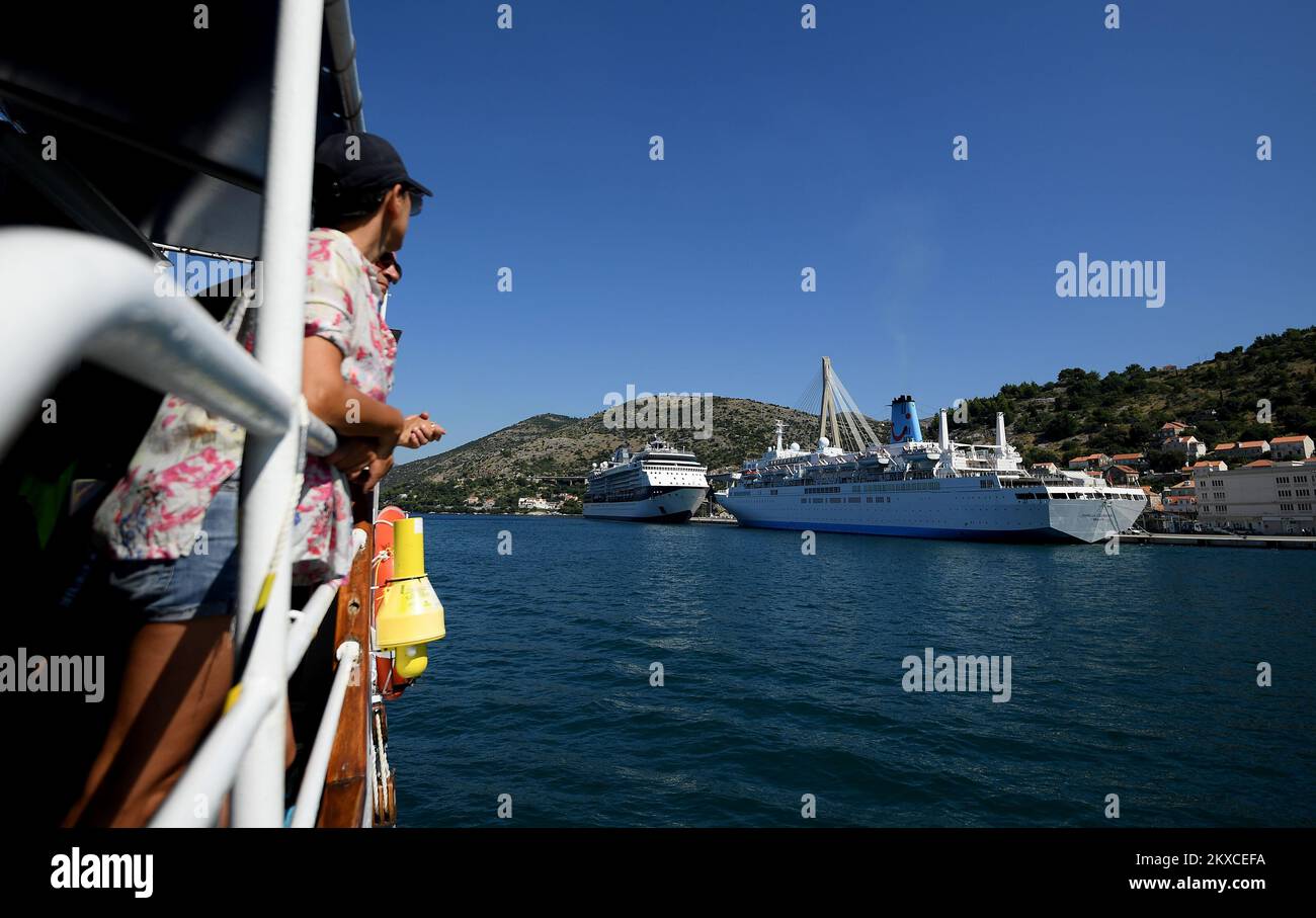30.07.2019., Dubrovnik - Cruiser ships anchored at the Gruz harbor ...