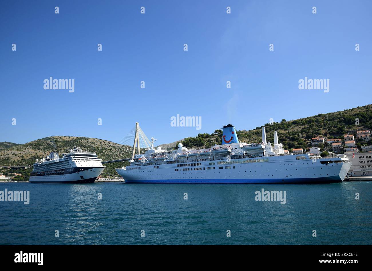 30.07.2019., Dubrovnik - Cruiser ships anchored at the Gruz harbor ...