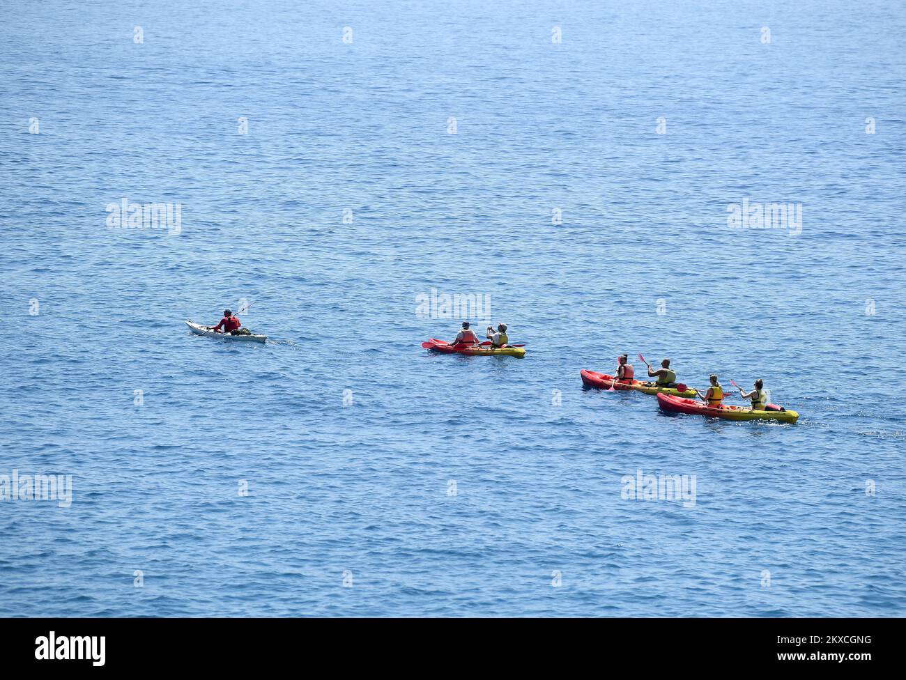 02.08.2019., Dubrovnik - Tourists on kayak tour. Photo: Marko Lukunic ...