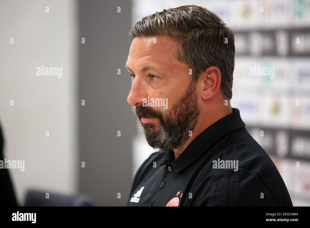 7.8.2019., Rijeka, Croatia - Aberdeen FC coach Derek McInnes on press ...