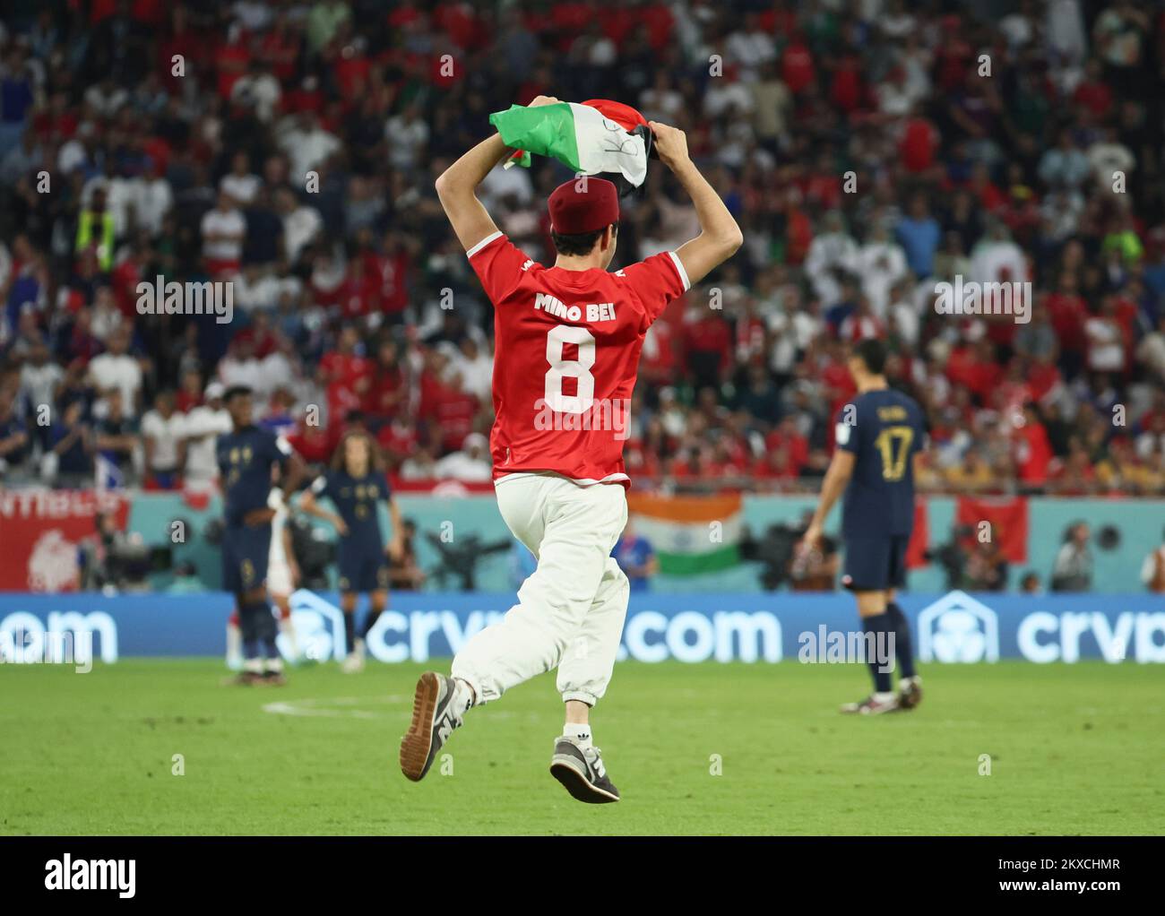 Al Rayyan, Qatar. 30th Nov, 2022. A pitch invader runs during the Group ...