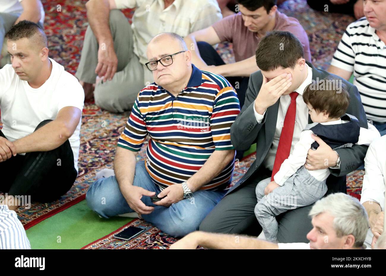 11.08.2019., Zagreb, Croatia - Muslims pray at a mosque during the Eid ...